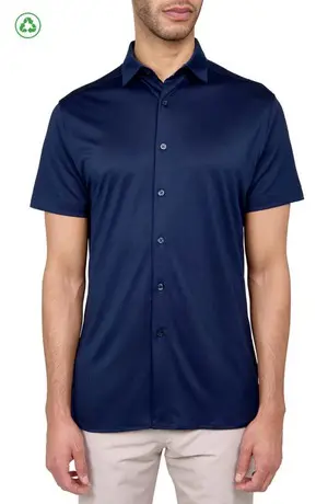 CON.STRUCT Regular Fit Solid Recycled Performance Golf Button-down Shirt - Navy