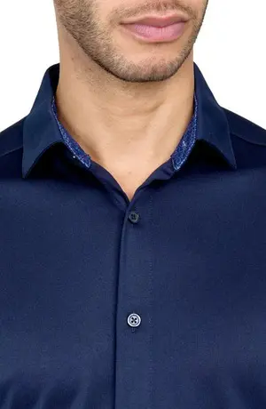 CON.STRUCT Regular Fit Solid Recycled Performance Golf Button-down Shirt - Navy