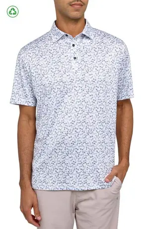 CON.STRUCT Regular Fit Micro Sunglasses Print Recycled Performance Golf Polo - White/green