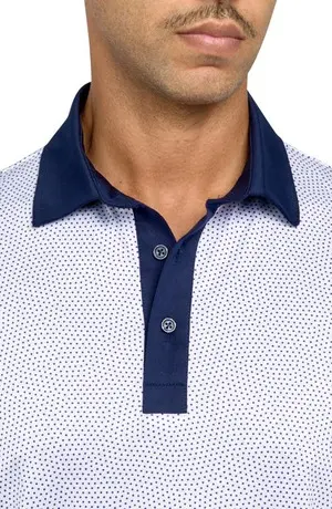 CON.STRUCT Dot Print Performance Golf Polo - White/black