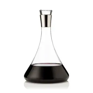 VISKI Irving Crystal Decanter With Chrome Rim - Clear