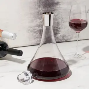 VISKI Irving Crystal Decanter With Chrome Rim
