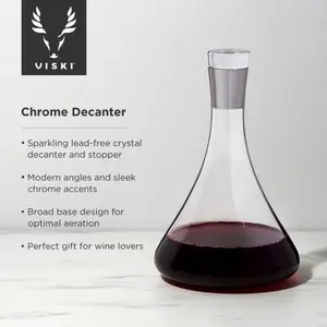 VISKI Irving Crystal Decanter With Chrome Rim