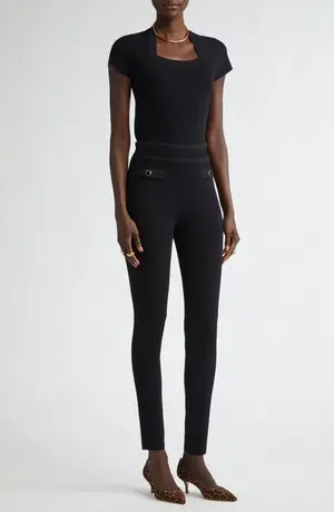 St. John Interlock Knit Short Sleeve Sweater
