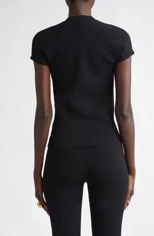 St. John Interlock Knit Short Sleeve Sweater