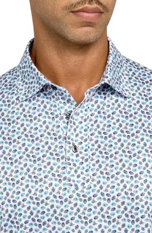 CON.STRUCT Regular Fit Micro Mexi Skulls Print Recycled Performance Golf Polo - Multi