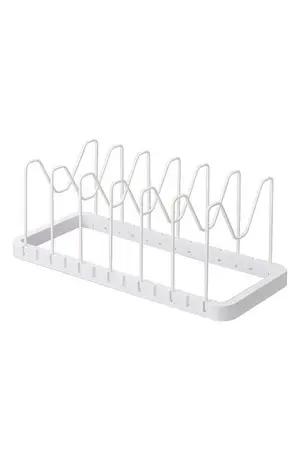 YAMAZAKI Adjustable Pot Lid Wire Organizer - White