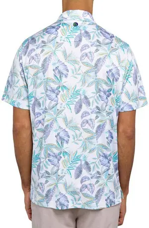 CON.STRUCT Regular Fit Sketch Leaves Print Recycled Performance Golf Polo - Multi