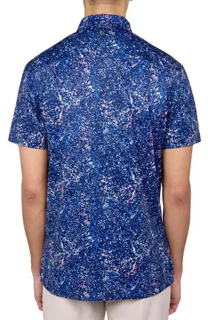 CON.STRUCT Regular Fit Splatter Print Recycled Performance Golf Button-down Shirt - Multi