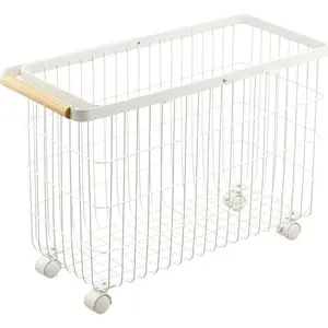 YAMAZAKI Rolling Laundry Basket - White