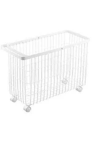 YAMAZAKI Rolling Laundry Basket - White