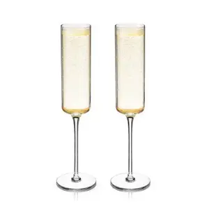 VISKI Laurel Crystal Champagne Flutes Set Of 2