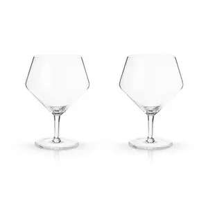 VISKI Raye Crystal Angled Gin & Tonic Glasses Set Of 2 - Clear