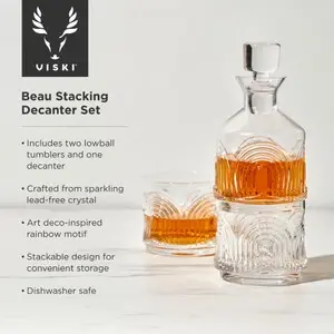 VISKI Deco Beau 3-piece Crystal Stacking Decanter