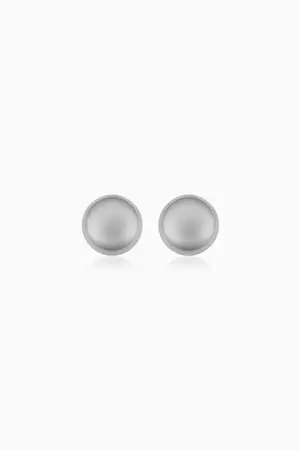 ORADINA 14k Gold Buttoned Up Stud Earrings - White Gold