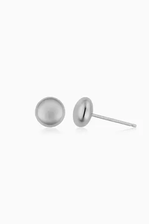 ORADINA 14k Gold Buttoned Up Stud Earrings - White Gold