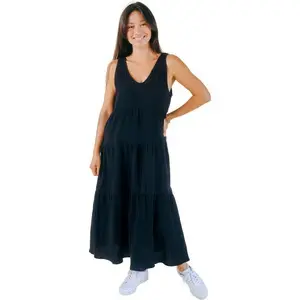 POPLINEN Teresa Tiered Tank Dress - Black