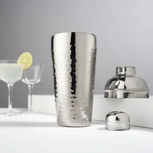 VISKI Irving Hammered Cocktail Shaker In Stainless Steel