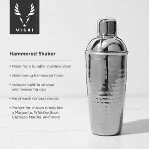 VISKI Irving Hammered Cocktail Shaker In Stainless Steel
