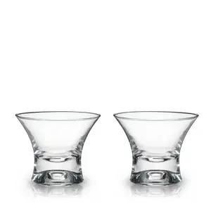 VISKI Raye Crystal Stemless Manhattan Glasses Set Of 2 - Clear