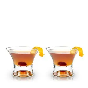 VISKI Raye Crystal Stemless Manhattan Glasses Set Of 2