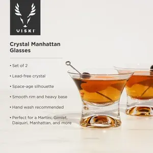 VISKI Raye Crystal Stemless Manhattan Glasses Set Of 2