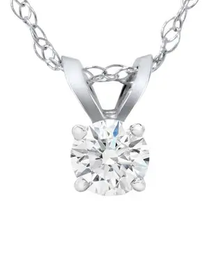 BLISS DIAMOND 14k Gold 1/4 Carat Lab Grown Solitaire Diamond Pendant Necklace - 14k White Gold