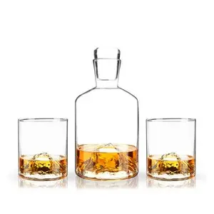 VISKI Mountain 3-piece Crystal Liquor Decanter And Tumbler Set
