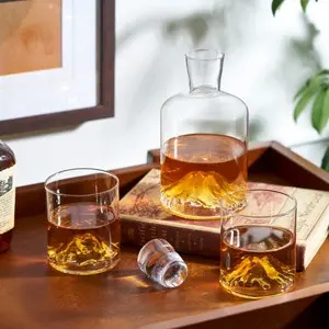 VISKI Mountain 3-piece Crystal Liquor Decanter And Tumbler Set