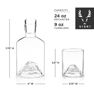 VISKI Mountain 3-piece Crystal Liquor Decanter And Tumbler Set