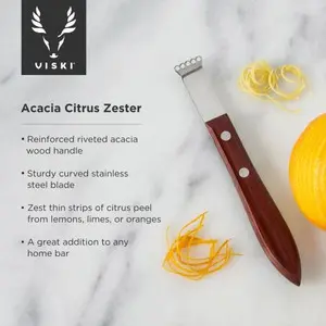 VISKI Professional Citrus Zester With Acacia Wood