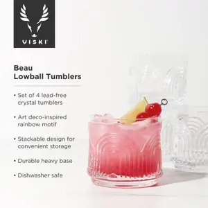 VISKI Beau Crystal Lowball Tumblers Set Of 4