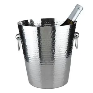 VISKI Irving Hammered Ice Bucket In Stainless Steel - Silver