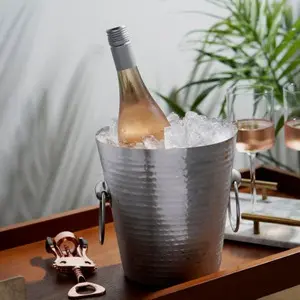 VISKI Irving Hammered Ice Bucket In Stainless Steel