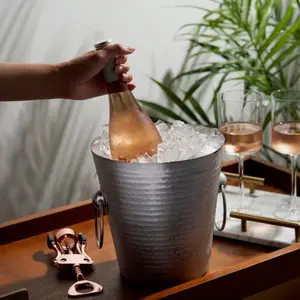 VISKI Irving Hammered Ice Bucket In Stainless Steel