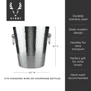 VISKI Irving Hammered Ice Bucket In Stainless Steel