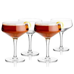 VISKI Raye Crystal Angled Coupe Glasses Set Of 4