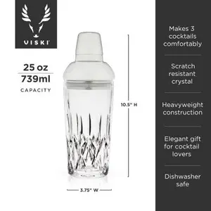 VISKI Admiral Crystal Cocktail Shaker In Stainless Steel