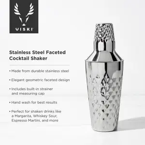 VISKI Irving Faceted Cocktail Shaker In Stainless Steel