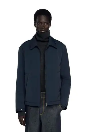 Sandro Quilted Technical Jacket - Navy Blue