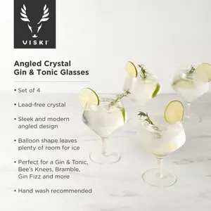 VISKI Raye Crystal Gin & Tonic Glasses Set Of 4