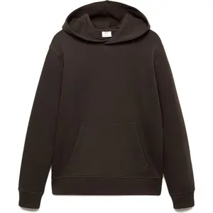 Mango Cotton-blend Pullover Hoodie - Chocolate
