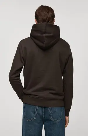 Mango Cotton-blend Pullover Hoodie - Chocolate