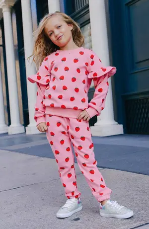 LOLA + THE BOYS Strawberry Print Jogger Set