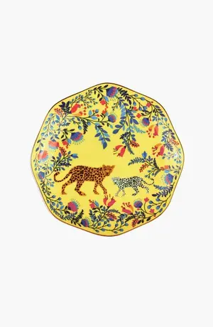 JESSIE ZHAO NEW YORK Amazon Rainforest Bone China Bread Butter Plate - Yellow