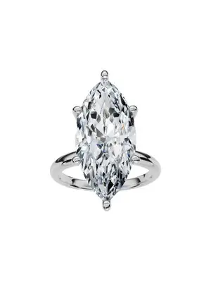 BLISS DIAMOND Certified 6ct Marquise Solitaire Lab Grown Diamond Engagement Ring - 14k White Gold