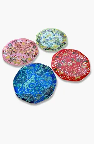 JESSIE ZHAO NEW YORK Leopards Forest Bone China Salad Plates