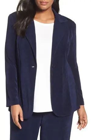 Vikki Vi One-button Stretch Knit Blazer - Navy