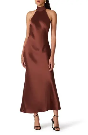 Steve Madden Steve Madden Lara Satin Maxi Dress Cinnamon