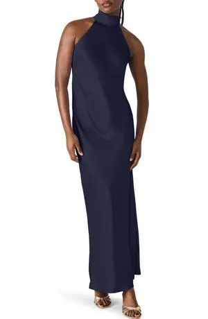 Steve Madden Lara Satin Maxi Dress - Marine